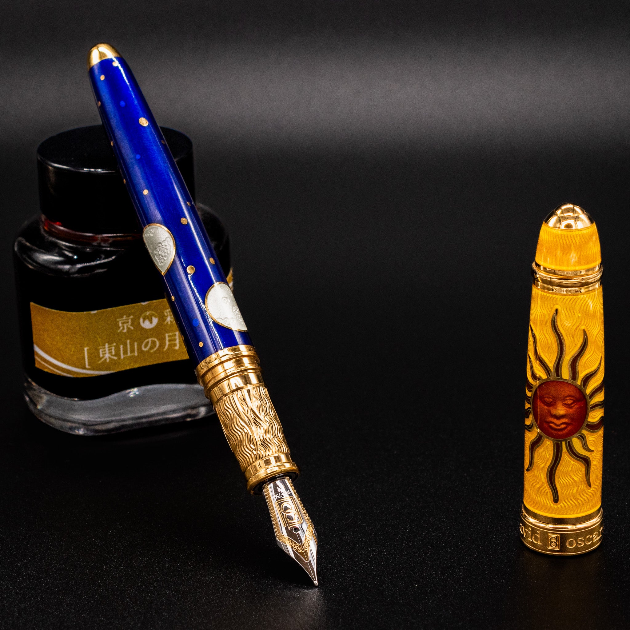 David Oscarson Celestial Fountain Pen - Golden Yellow & Midnight Blue ...