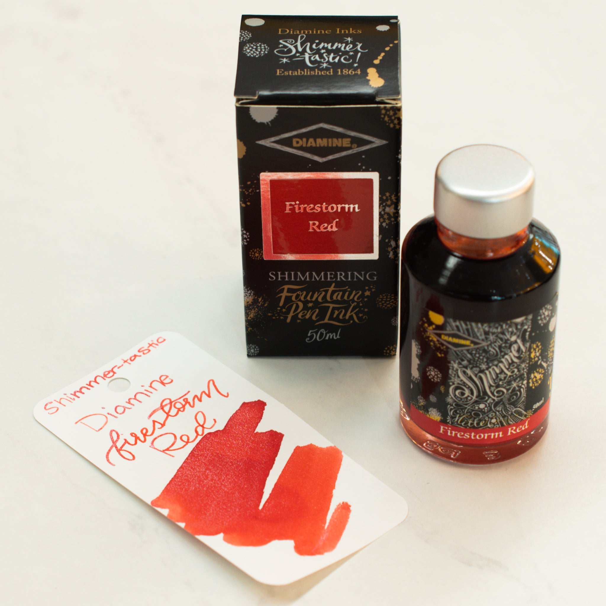 Diamine Shimmertastic Ink Bottle - Firestorm Red – Truphae