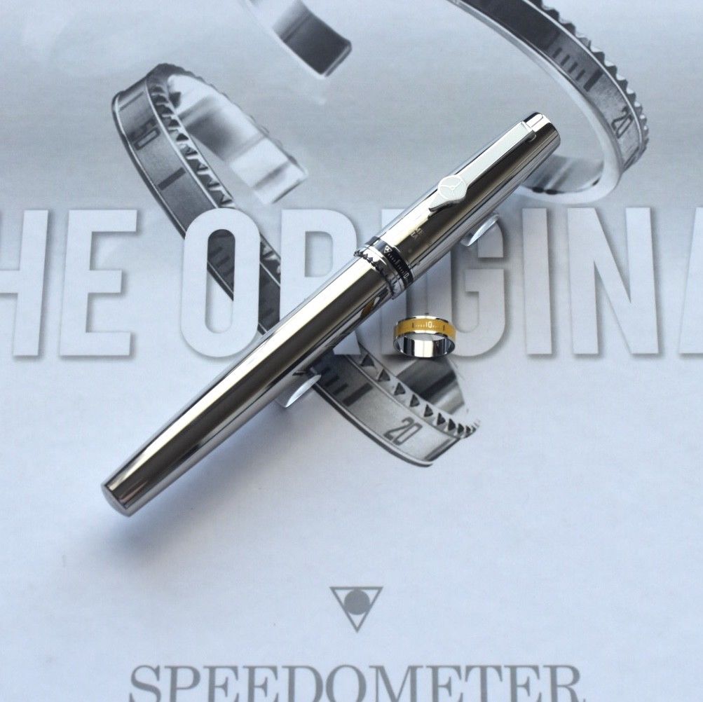 Speedometer Official Silver Steel with Black & Yellow Spare Ring Rolle ...